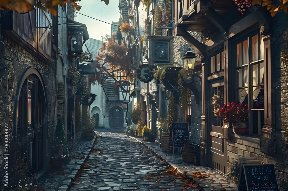 Charming European Alley: A charming cobblestone alley in a historic ...