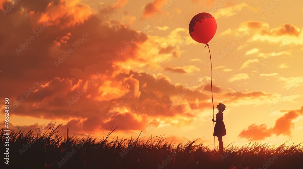 An illustration featuring a woman releasing a symbolic balloon as an ...