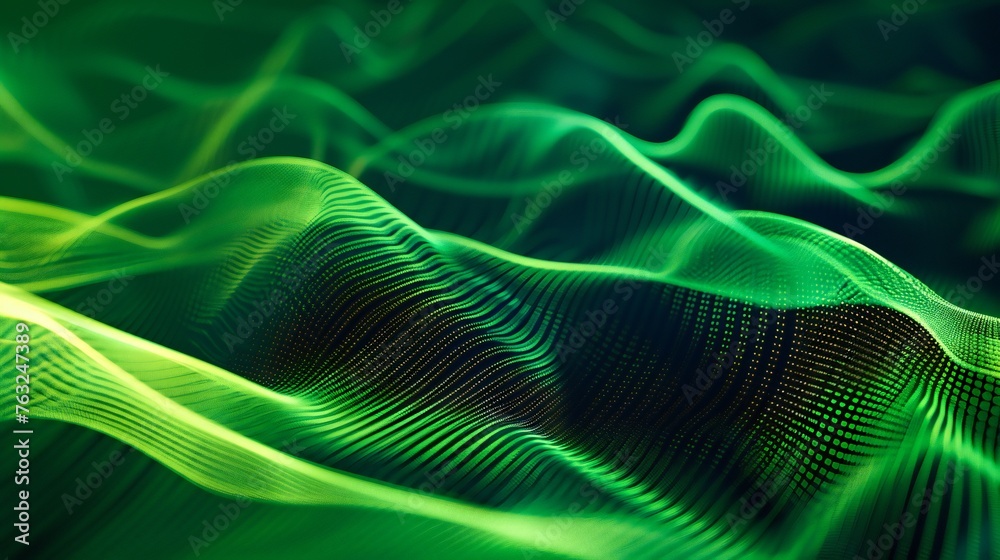 Abstract waves texture with bold neon green colors, creating an ...