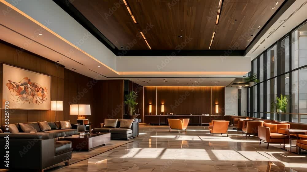 Stockvideon Video animation of room boasts high ceilings, creating an ...