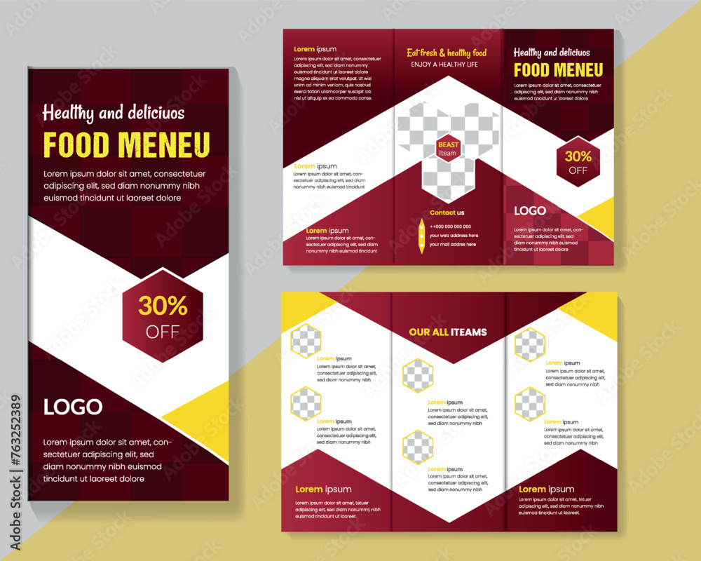 Tri Fold Brochure Design For Resturant food menu. fully vector and ...