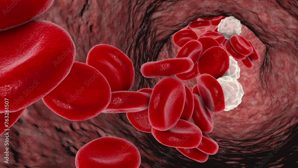 3D animation illustrating blood flow in a vessel, showcasing ...