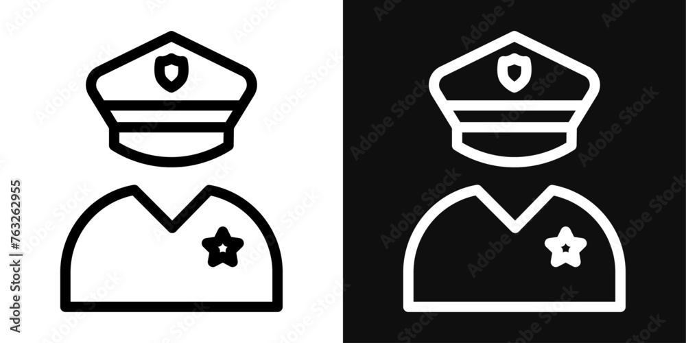 Law Enforcement and Police Role Icons. Security Guard and Policeman ...