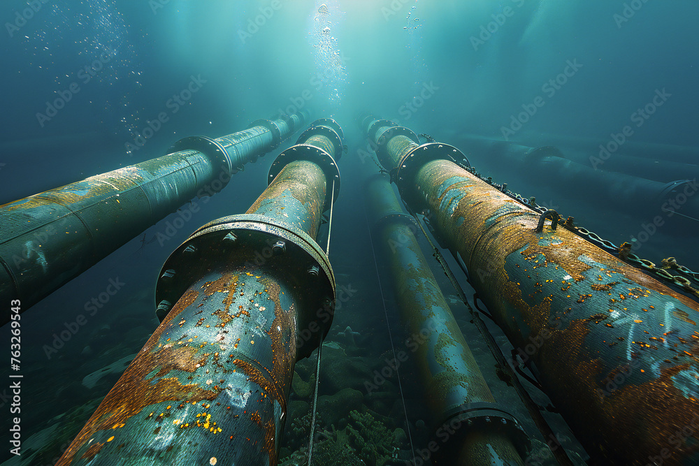 Subsea oil and gas pipeline metal conduit for underwater Stock ...