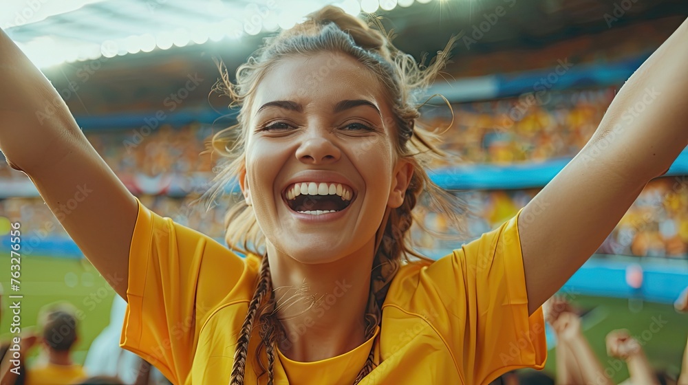 Passionate Fan Celebrates Winning Goal at Packed Stadium with Loud ...