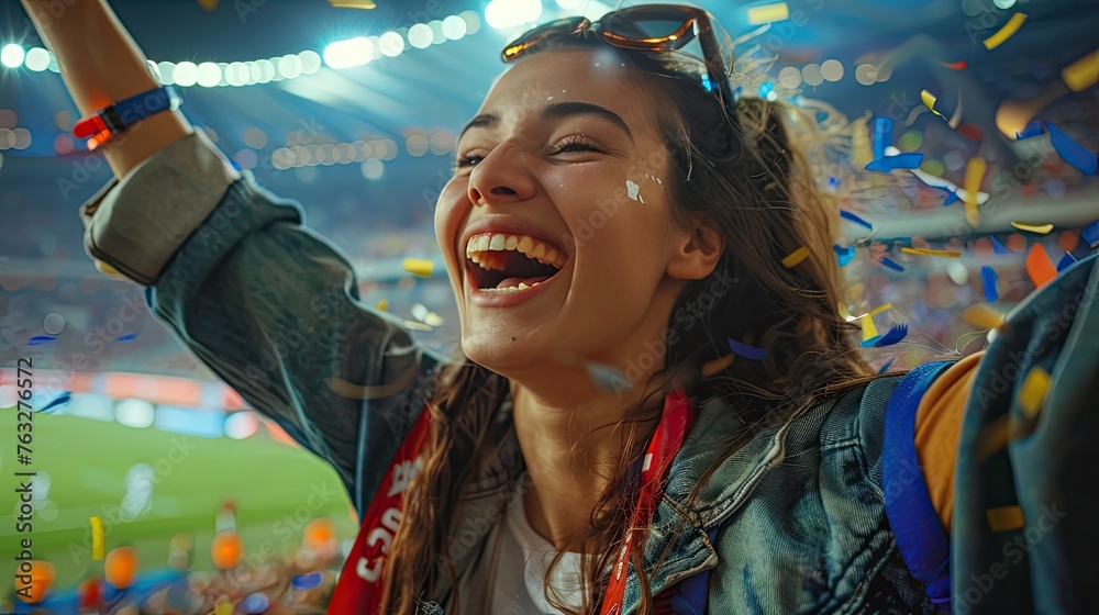 Passionate Fan Celebrates Winning Goal at Packed Stadium with Loud ...