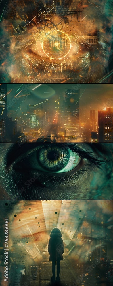 Design a series of overlapping images depicting flashback scenes in a ...