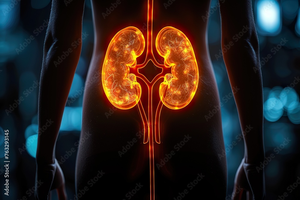 Human Urinary System Kidneys with Bladder Anatomy in human body Stock ...