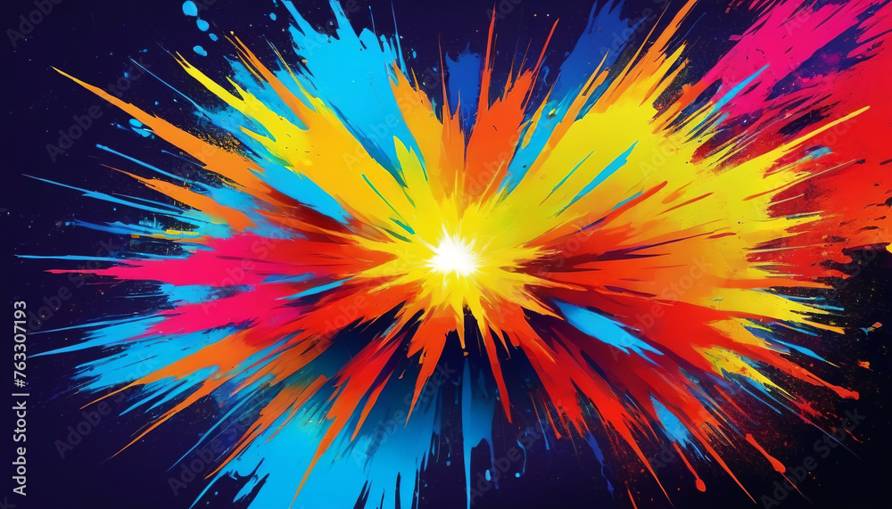 Explosion painting depicted in various colors and styles, generative AI ...