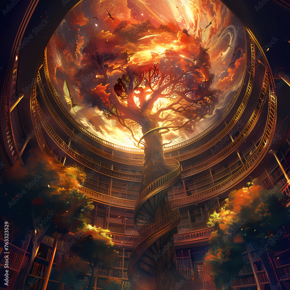 Tree of knowledge, Tree of Life, Ethereal Akashic records, spiraling ...