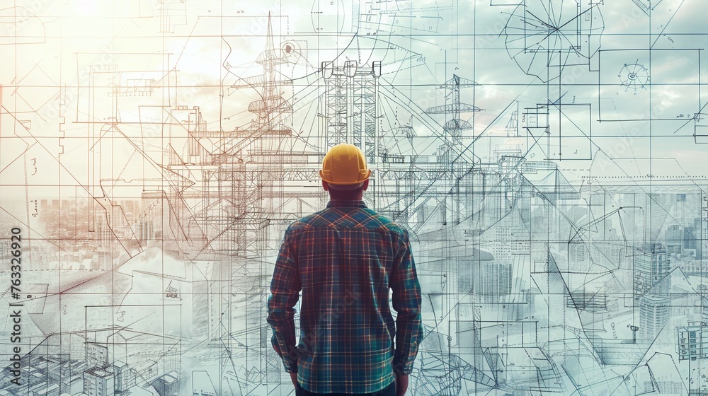 A civil engineer designing the bridges of tomorrow framed against a ...