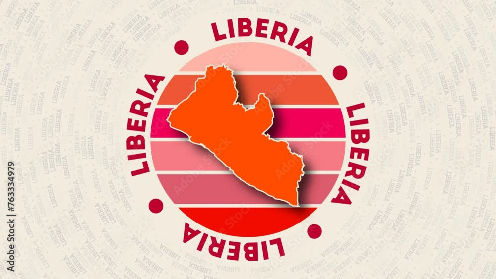 Liberia logo intro. Badge with the circular name and map of country ...