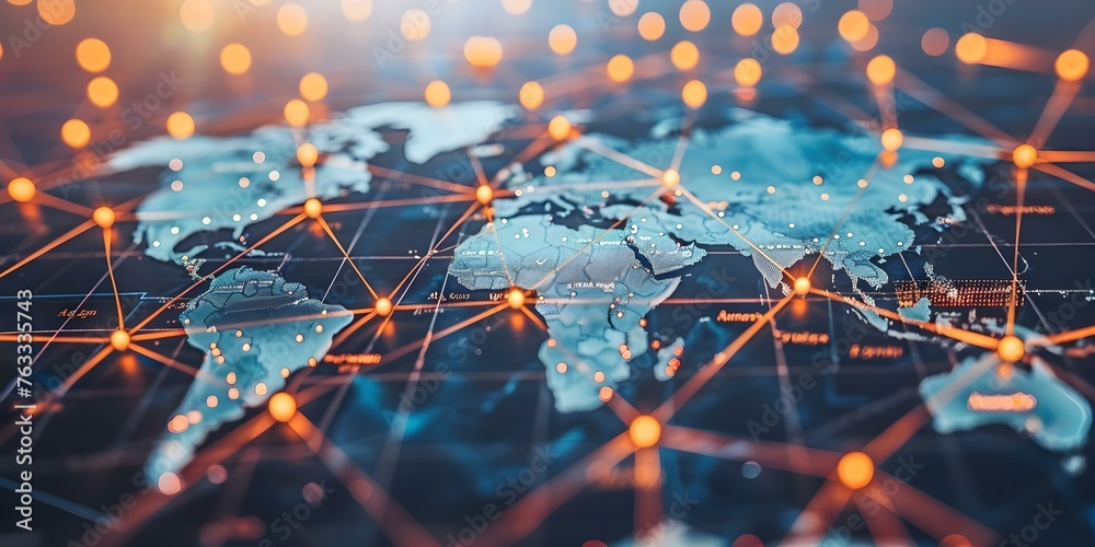 Mapping the Worldwide Network of Trade Routes. Concept Global Trade ...