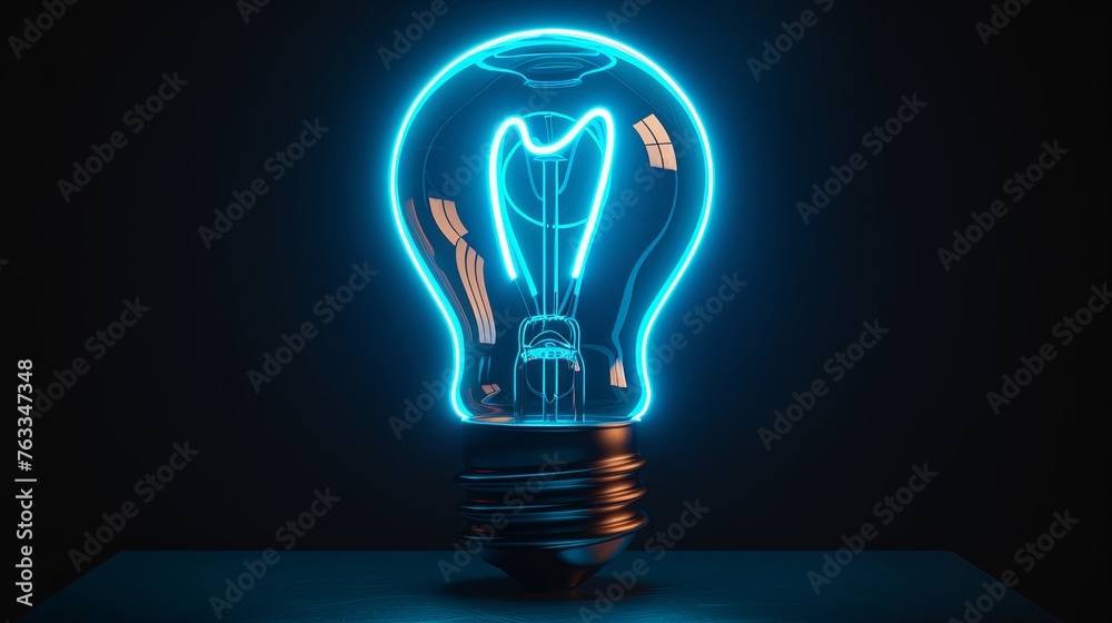 idea, light bulb, innovation, invention, lamp, power, blue neon ...