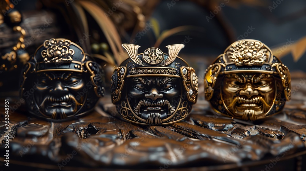 three of the coolest samurai themed signet rings that feature ...