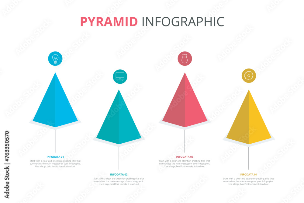 Infographic 4 level modern sales funnel diagram vector image Stock ...