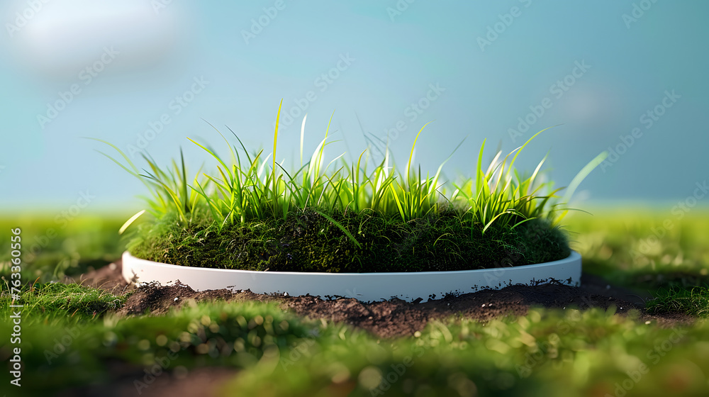 Grass 3D ground land green field earth garden soil isolated background ...