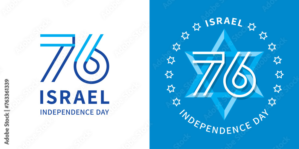 76rd Independence Day of Israel logo. Number 76 vector design Stock ...