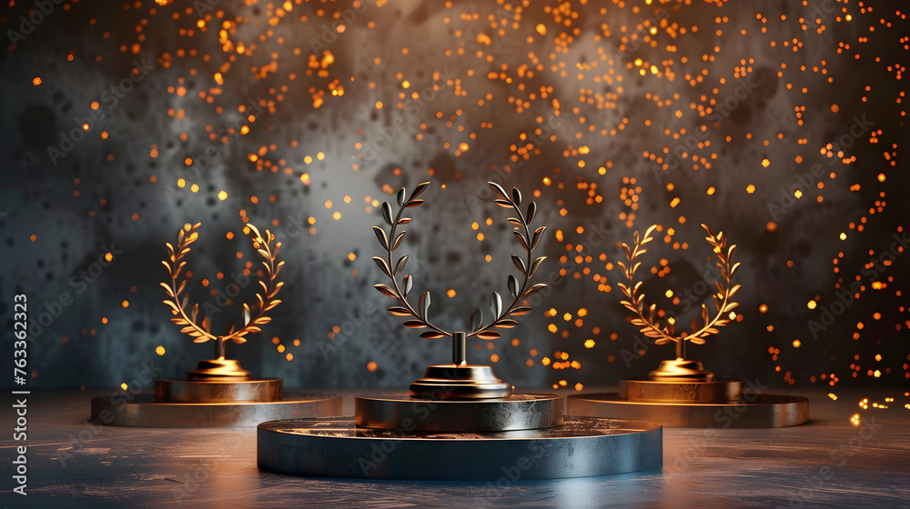 Winner award podium prize silver gold trophy win champion pedestal ...