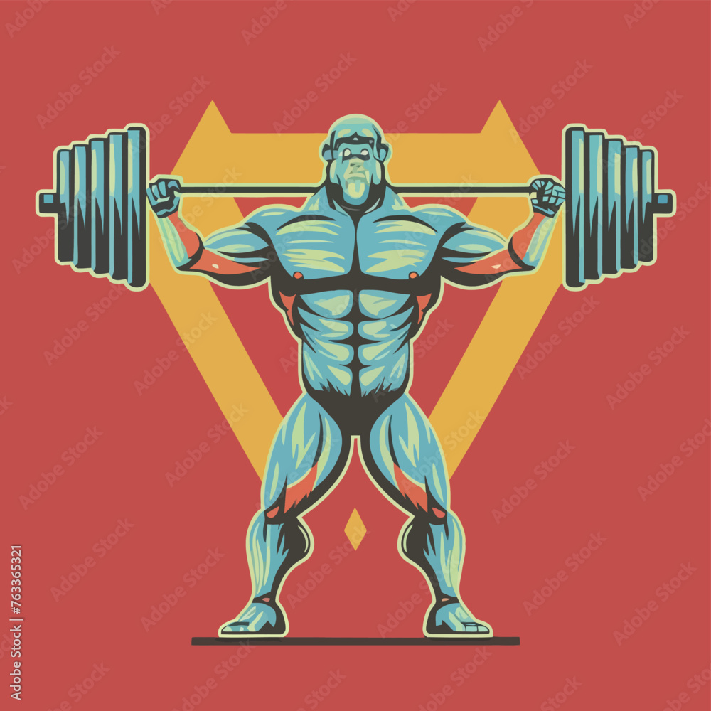 red white black modern style minimalist lines of a strong muscle pose ...