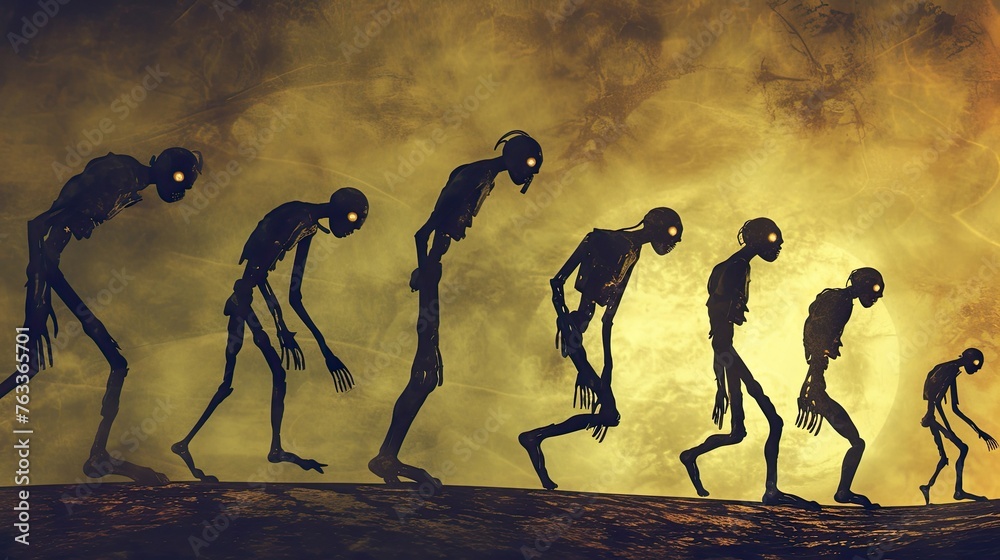 Abstract illustration of distorted human figures with elongated limbs ...