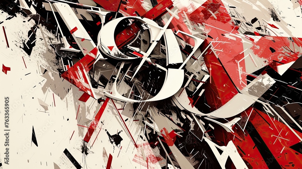 Abstract illustration of distorted, messy, deformed, sloppy typography ...