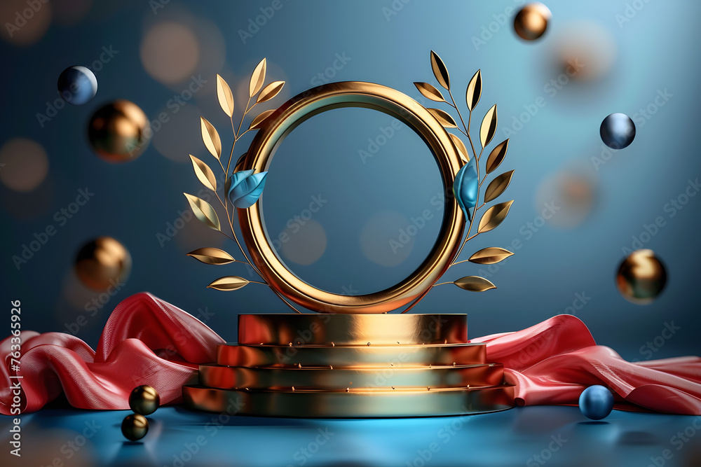 Celebrating success, podium award sign, symbolizing achievement ...