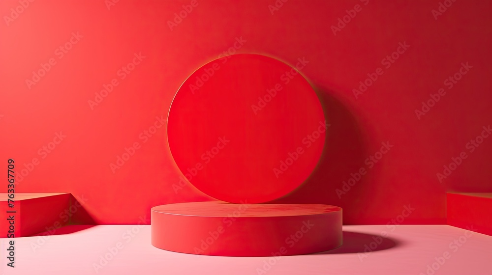Abstract image of an empty red room made in a flat style, minimalism ...