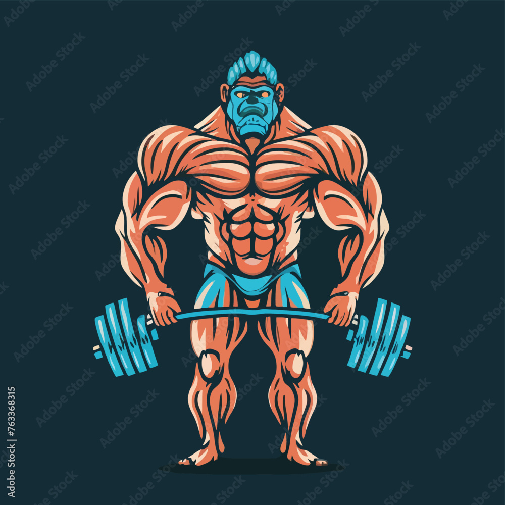 red white black modern style minimalist lines of a strong muscle pose ...