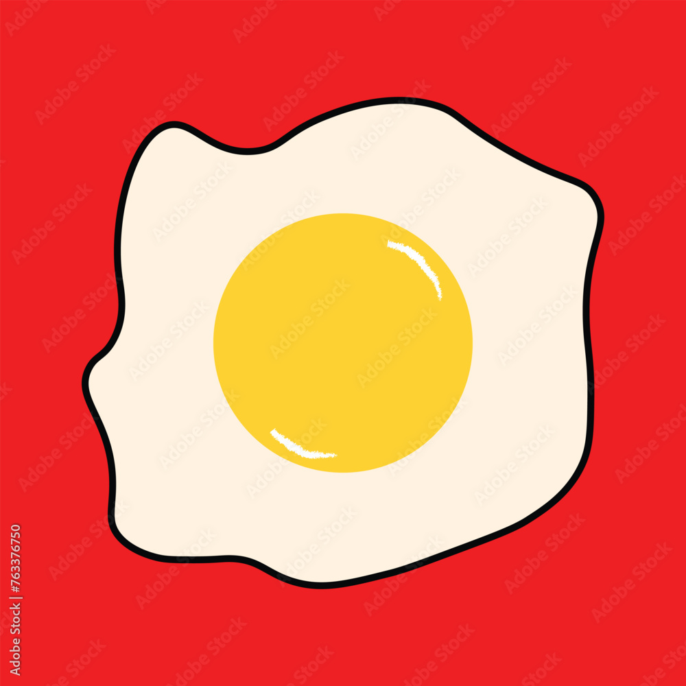 doodle omelette icon, kids hand drawing art line, colored egg, food ...