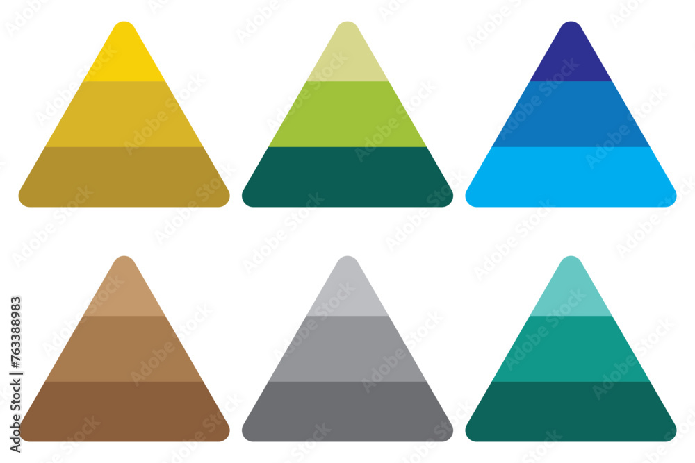 Blank three tier pyramid vector chart concepts. Clipart image. Three ...