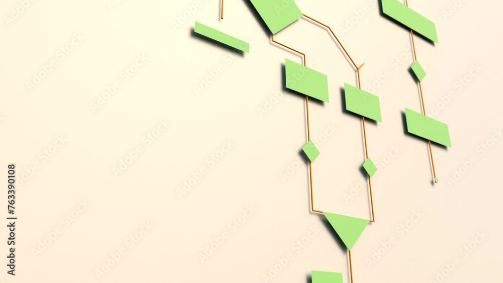 Green flow chart to visualize a concept, industrial process or strategy ...