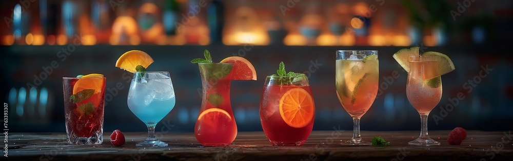 Industrial Chic: Vibrant Cocktails in a Modern Restaurant, party drinks ...