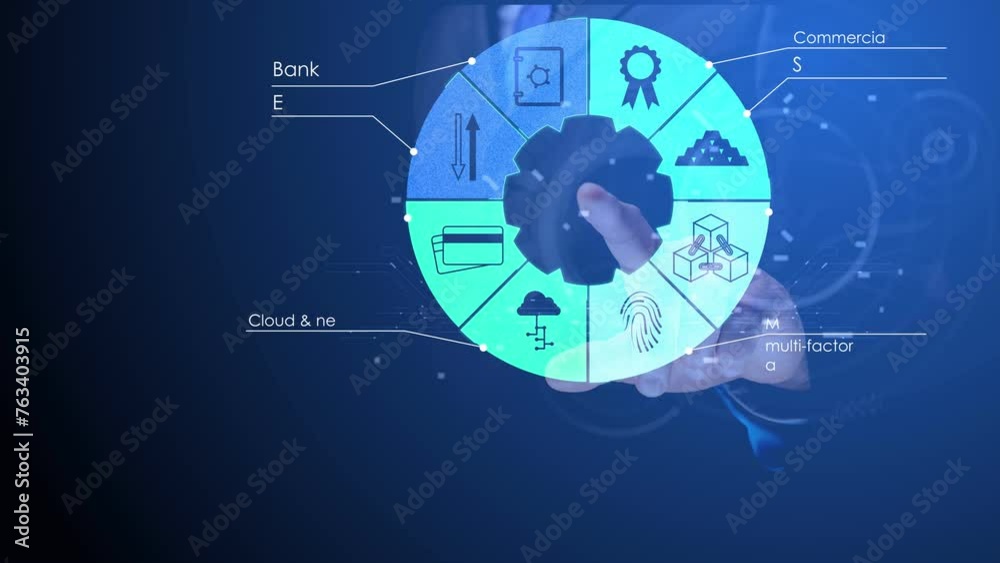 CG. Pie chart with symbols for protecting financial databases and ...