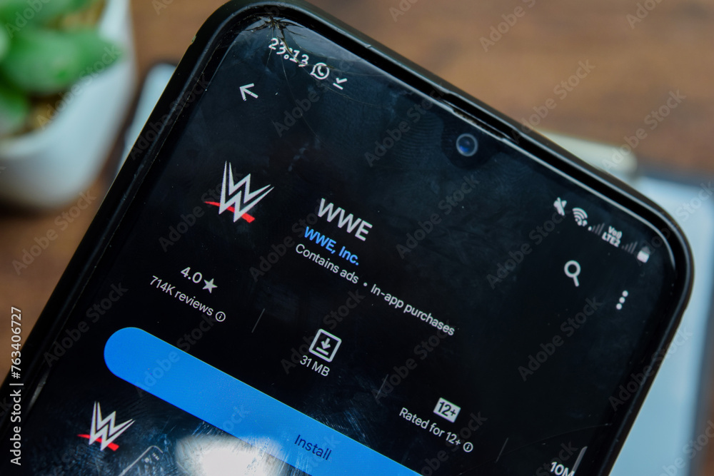 WWE application on Smartphone screen. WWE is a freeware web browser ...