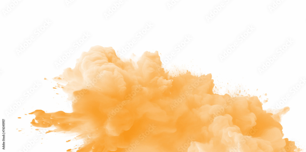 Orange color powder splash on a white background. Orange powder ...