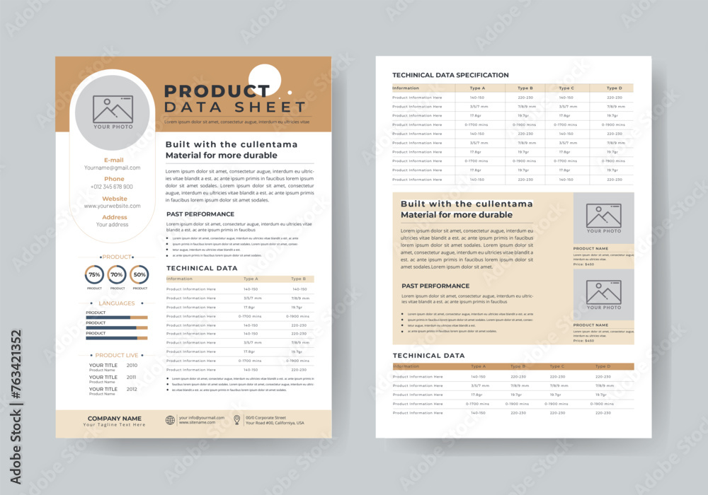 Product Data Sheet, Technical Data Sheet template design Stock Vector ...