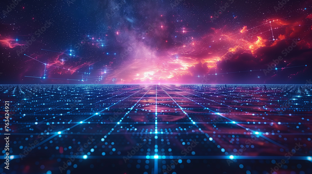 Synthwave vaporwave retrowave cyber background with copy space, laser ...