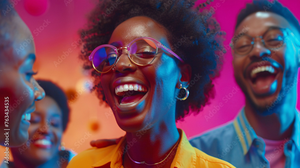 Genuine reactions of individuals, a diverse group of people interacting ...