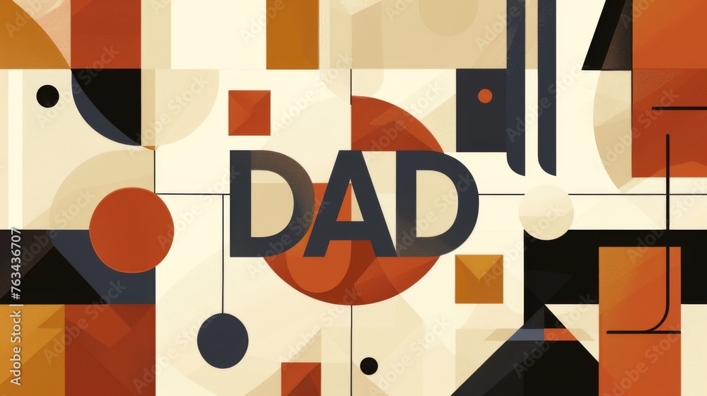 Warm-toned abstract design spells 'DAD' with a blend of geometric ...