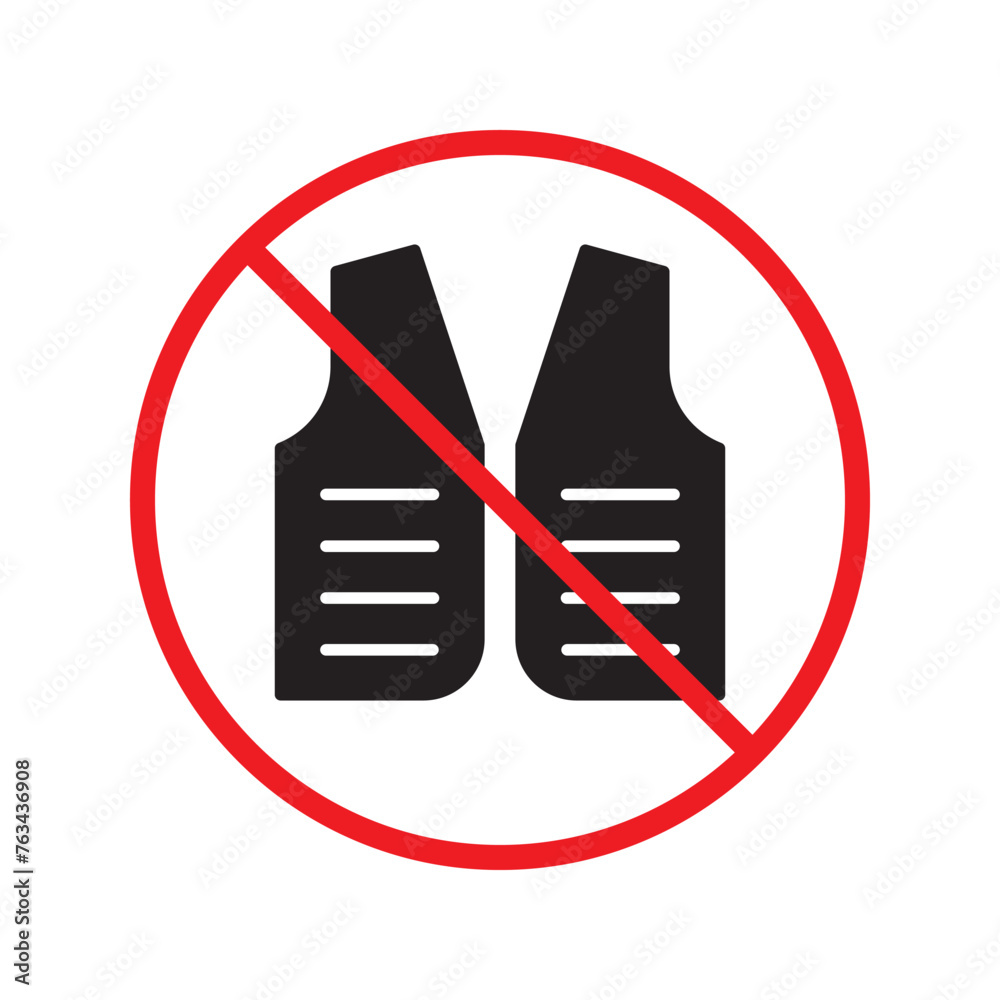Forbidden safety vest icon. Do not use sonstruction vest flat sign ...
