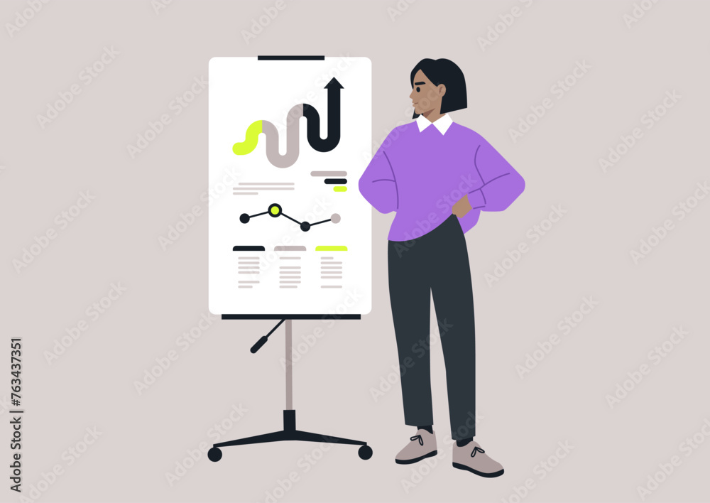 Confident Presenter Showcasing Data Trends at a Strategy Meeting, A ...
