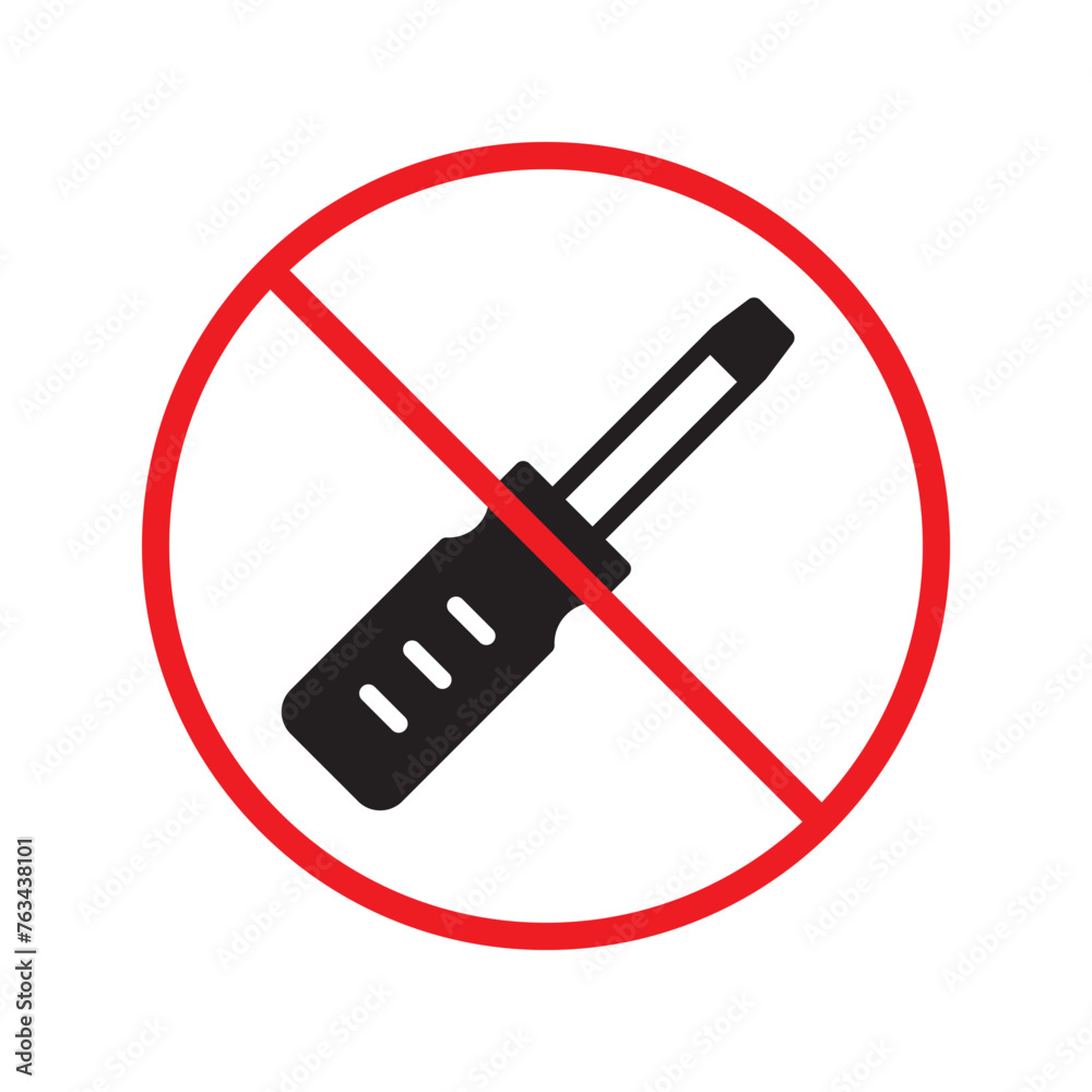 Prohibited screwdriver vector icon. Turn-screw tool flat sign design ...
