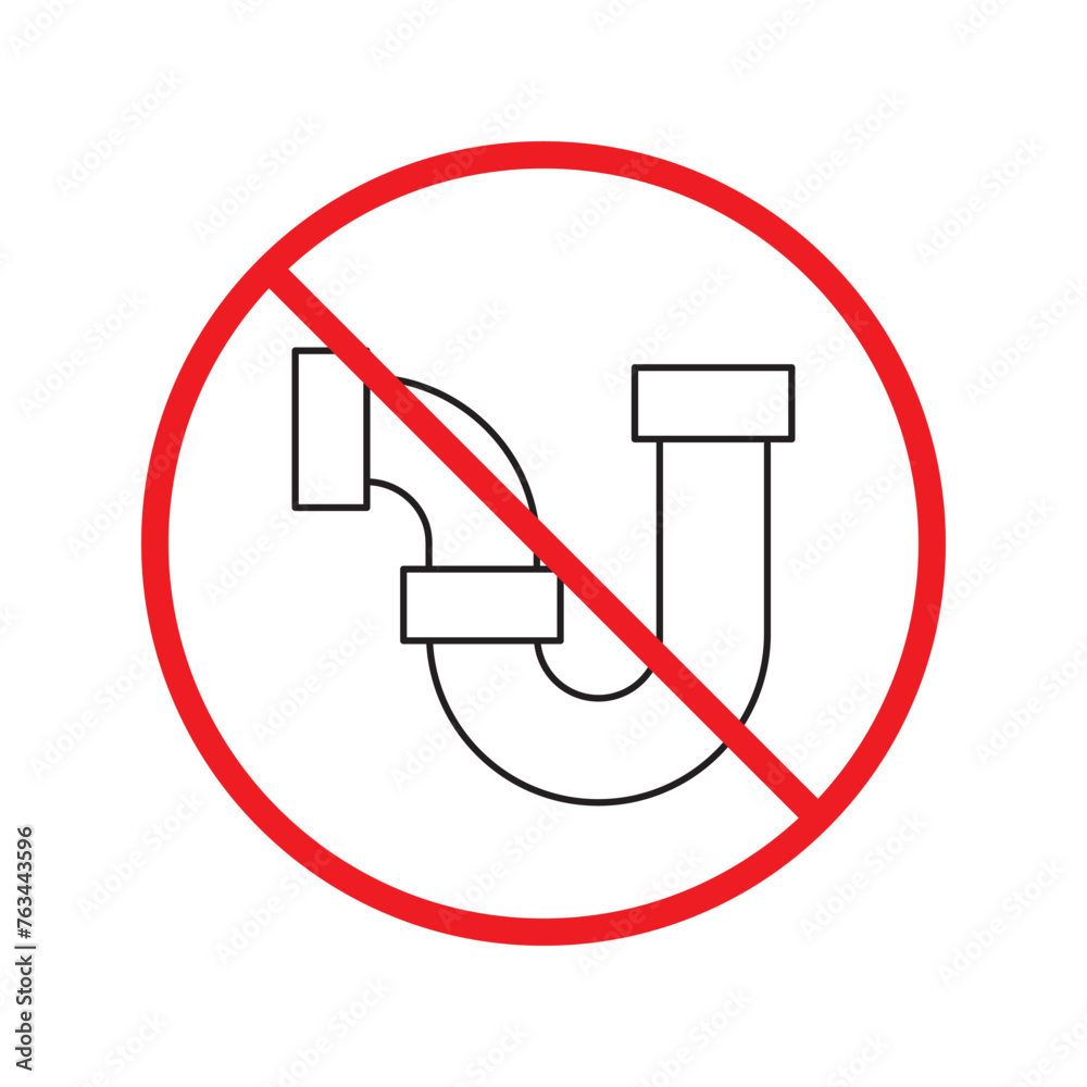 Forbidden pipe vector icon. Do not use pipeline flat sign design ...