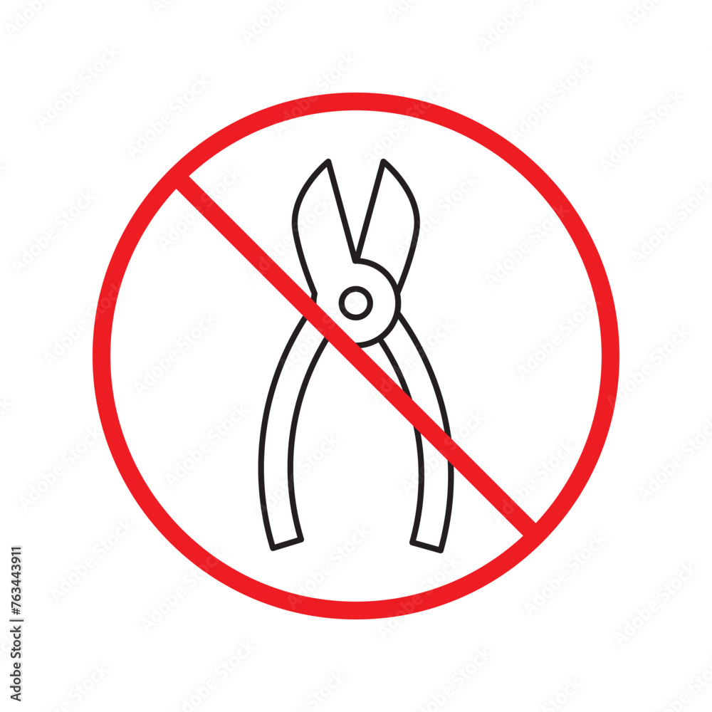 Forbidden wire cutter vector icon. Pliers flat sign design. Warning ...