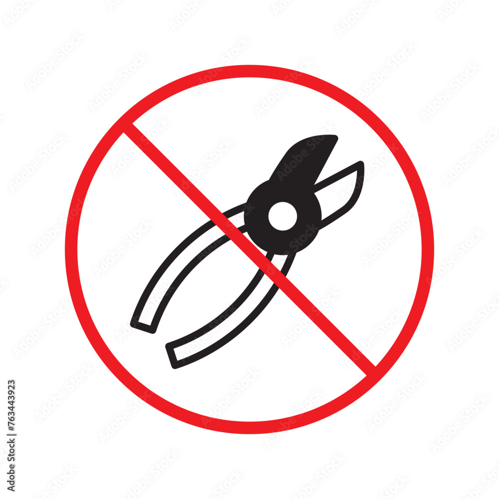 Forbidden wire cutter vector icon. Pliers flat sign design. Warning ...