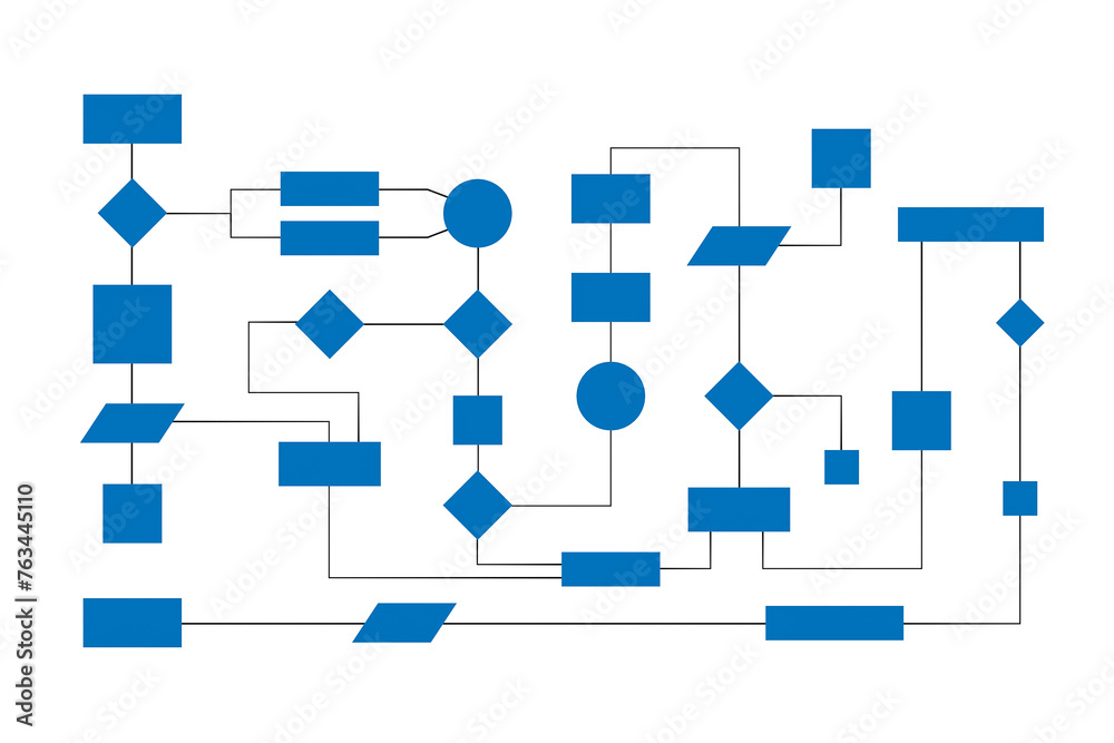 Blue flow chart to visualize a concept, industrial process or strategy ...