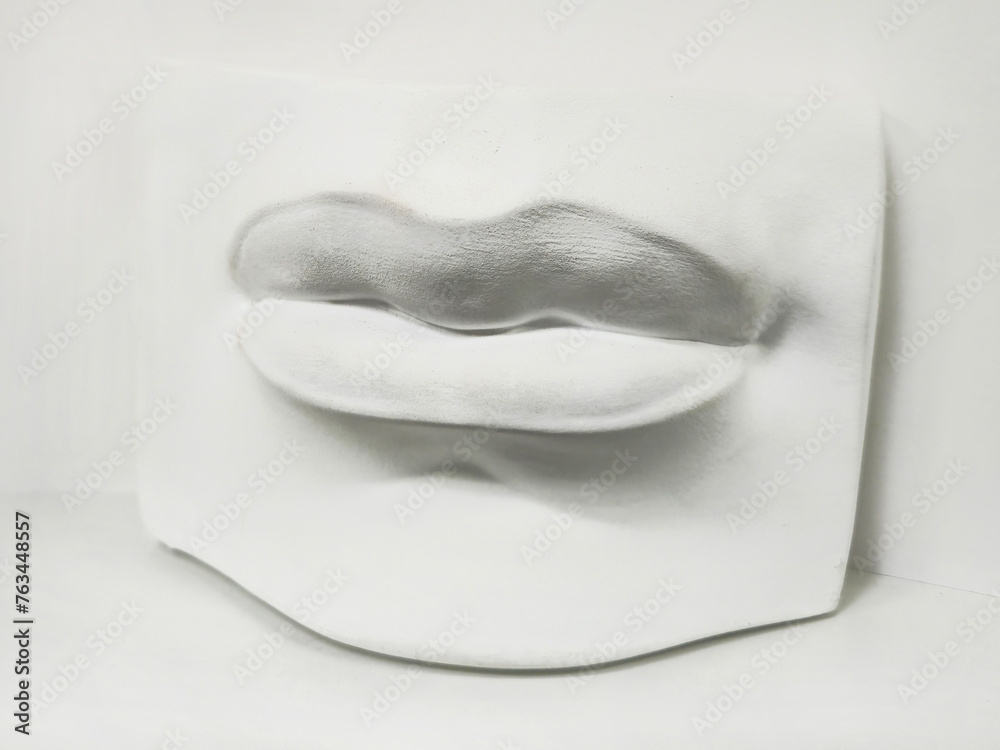 Photo Gypsum plaster cast human lips, a cast for drawing ...