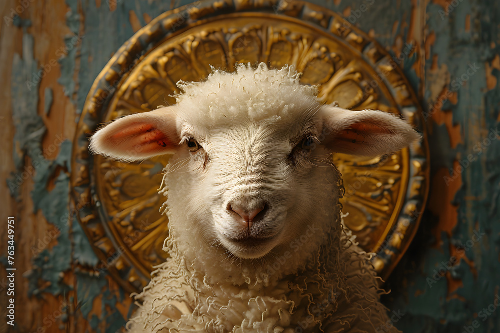 The image depicts a lamb, a significant symbol in biblical contexts ...