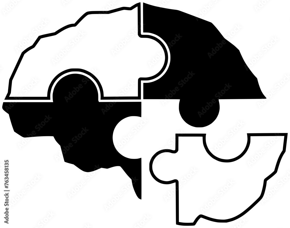 education illustration puzzle silhouette autistic logo autism icon ...